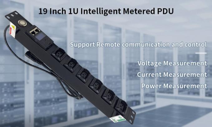 Power Distribution Unit 19 Inch 1U 6 Port Intelligent Remote Controlled Metered PDU