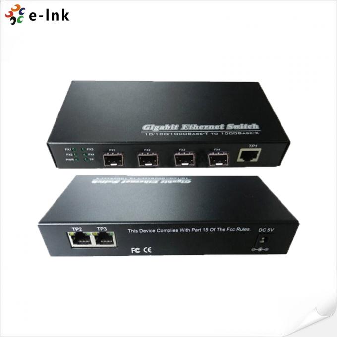4 Port 1000BASE SFP Fiber Ethernet Switch 3 Port 10/100BASE-T