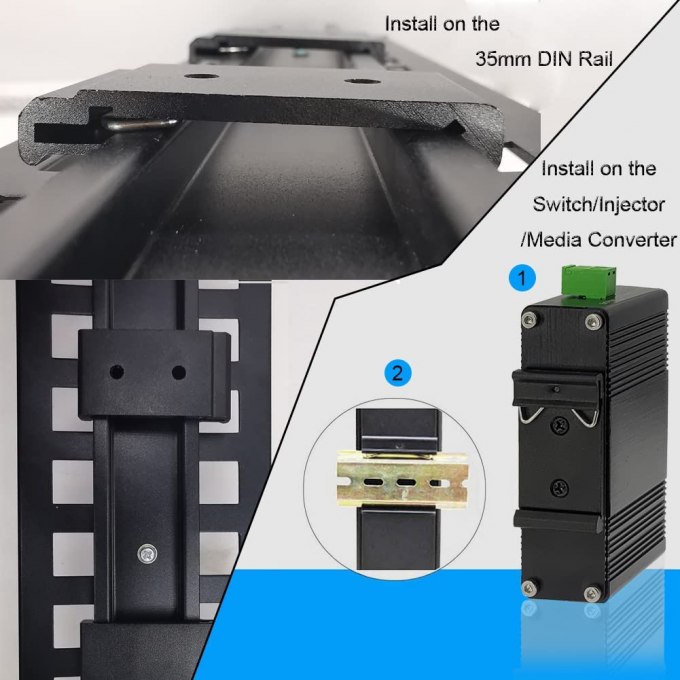 DIN Rail Mount Clip 1.08 Width Universal 35mm Black Aluminum DIN Rail ...