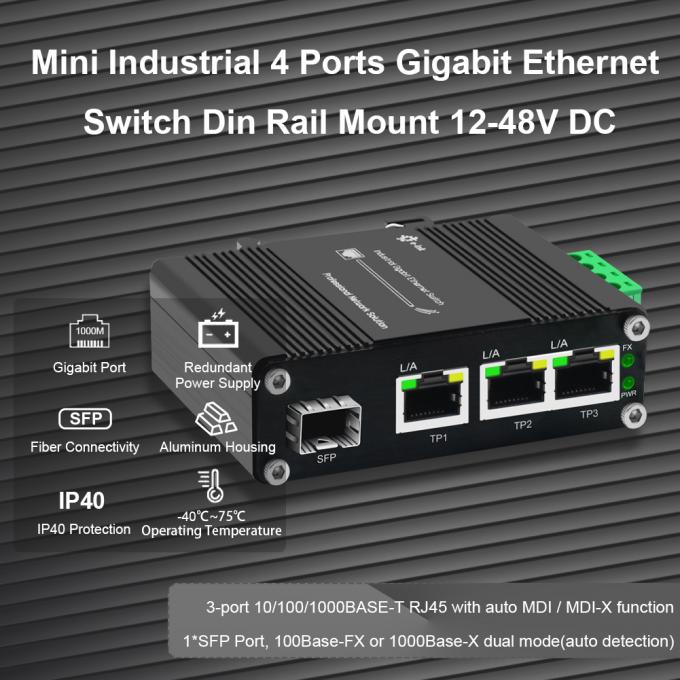 Mini Industrial Ethernet Switch 3 Port 10 100 1000t 1 Port 100 1000x Sfp Network Switch