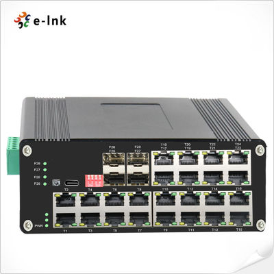Din Rail Managed Switch 24 Port 10/100/1000T 802.3at PoE to 4-Port ...
