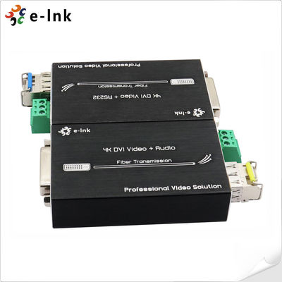 4K DVI Fiber Converter With RS232 Data Simplex LC Connector 20KM ...
