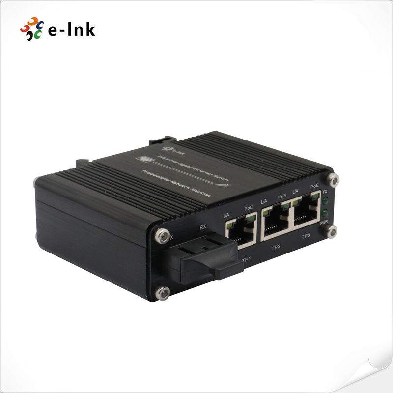 Industrial Mini PoE Switch 3 Port 10/100/1000T 802.3at 1 Port 100/1000X ...