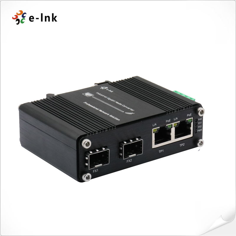 SFP 2 Ports Ruggedized Gigabit Industrial POE Switch 48 Volt -12 Volt