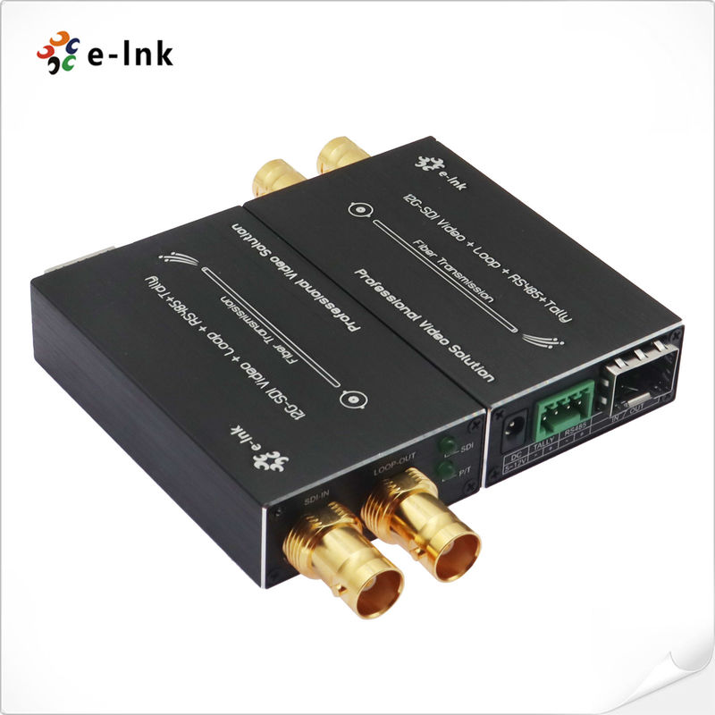 12G SDI Fiber Converter with Tally RS485 and Loop Out Single Mode LC 20KM