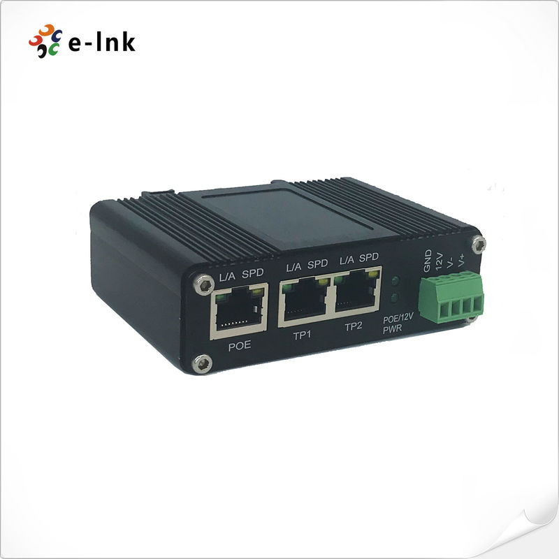 Din Rail Industrial 12V DC 802.3Af/At PoE Splitter With 2-Port Switch ...