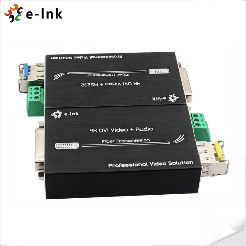 4K DVI Fiber Converter With RS232 Data Simplex LC Connector 20KM ...