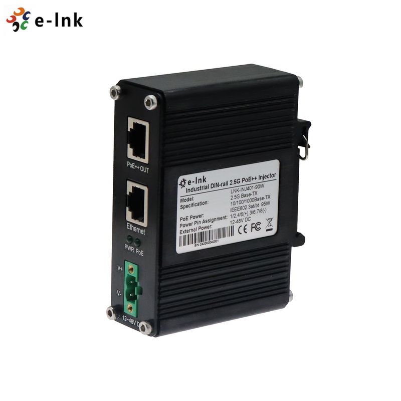 48V DC Output 2.5G Outdoor PoE Injector 802.3bt 95W Power With 12-48V ...