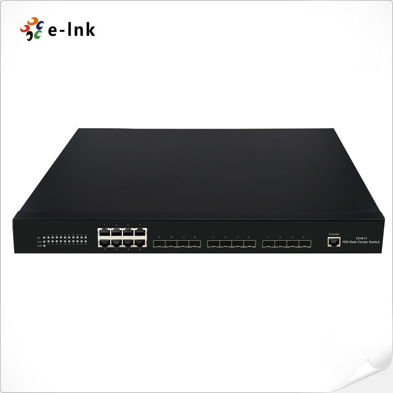 Managed Ethernet Fiber Switch with 12 10G SFP Fiber Ports 8 10/100 ...
