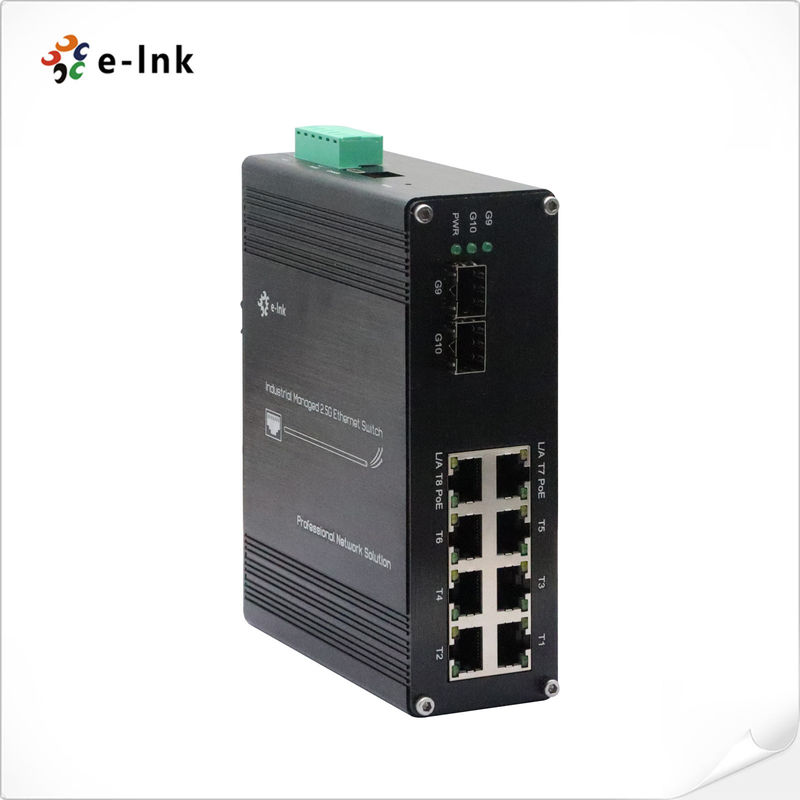 Industrial 8 Port 2.5G Ethernet + 2 Port 10G SFP Fiber Optic Network Switch