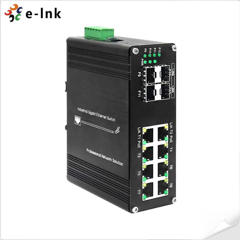 Industrial 8-Port 10/100/1000T 802.3at PoE + 4-Port 1000X SFP Managed ...