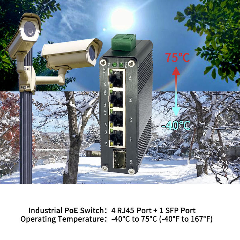 12VDC-48VDC Industrial Small Poe Switch 5 Port Injector