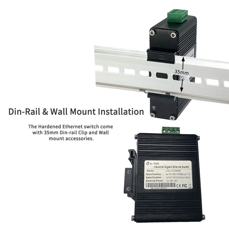 ELink Industrial Gigabit Din Mount Ethernet Switch 5 Port Unmanaged
