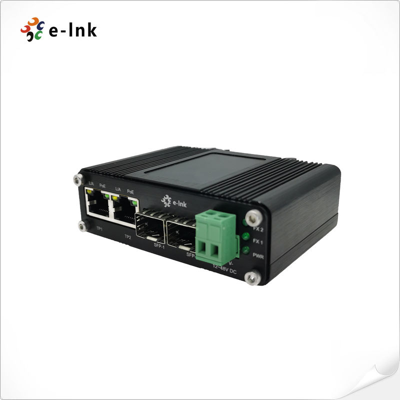 Unmanaged 2 Port Industrial Ethernet Switch Rj45 SFP 12VDC-48VDC