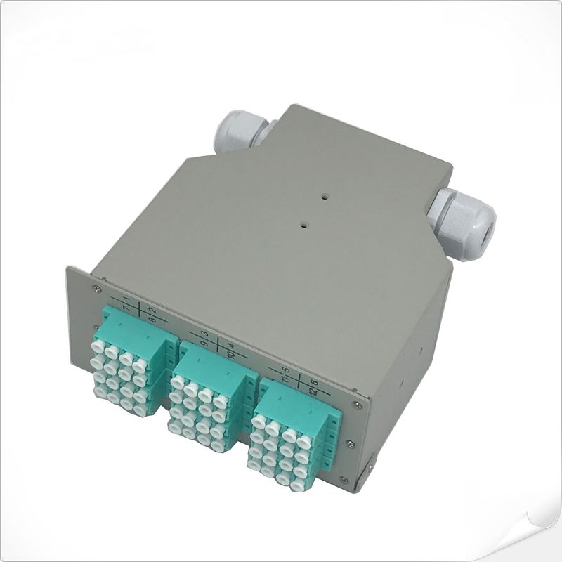 12 Port DIN Rail LC Fiber Patch Panel 2 Cable Entries Distribution