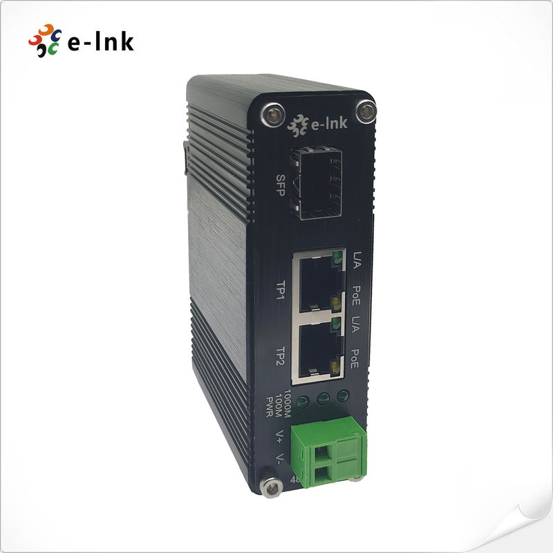 60W Fiber Optic To Ethernet Converter Sfp To Rj45 Converter 2xPOE 48V DC