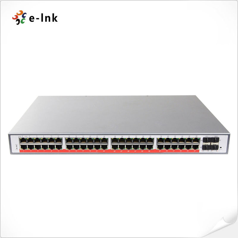 Managed 48-Port Gigabit RJ45 To 4-Port 10G SFP Fiber PoE Network Switch