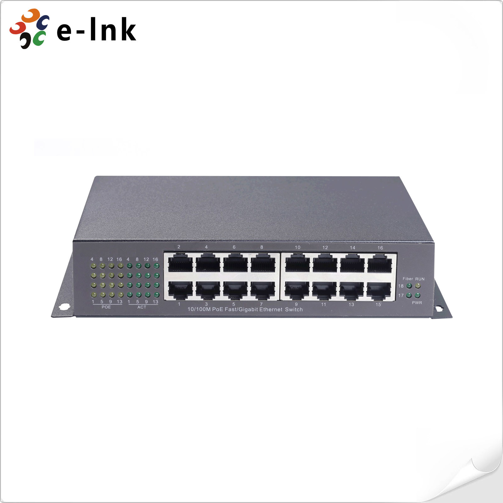 16 Port 10/100M TP PoE Ethernet Switch 2 Port 1000M SFP Managed Fiber ...