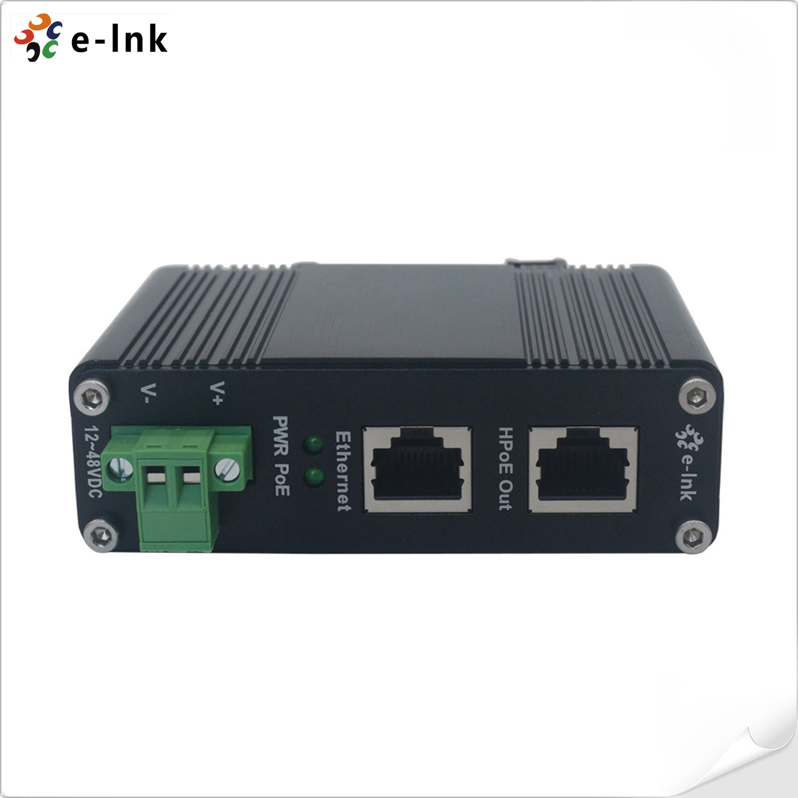 12 - 48V DC PoE Injector Adapter DIN Rail Gigabit High PoE 60W 802.3 At