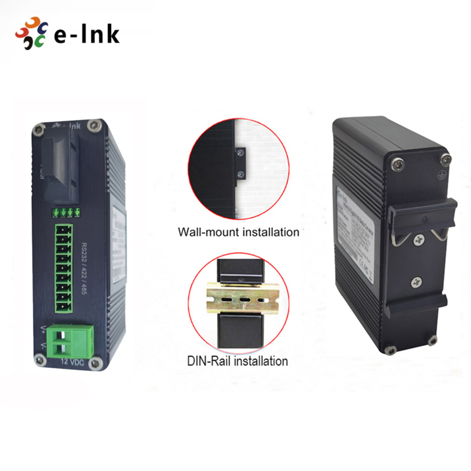 Industrial Serial RS232/RS485/RS422 Fiber Optic Modem DC12 - 48V Power ...