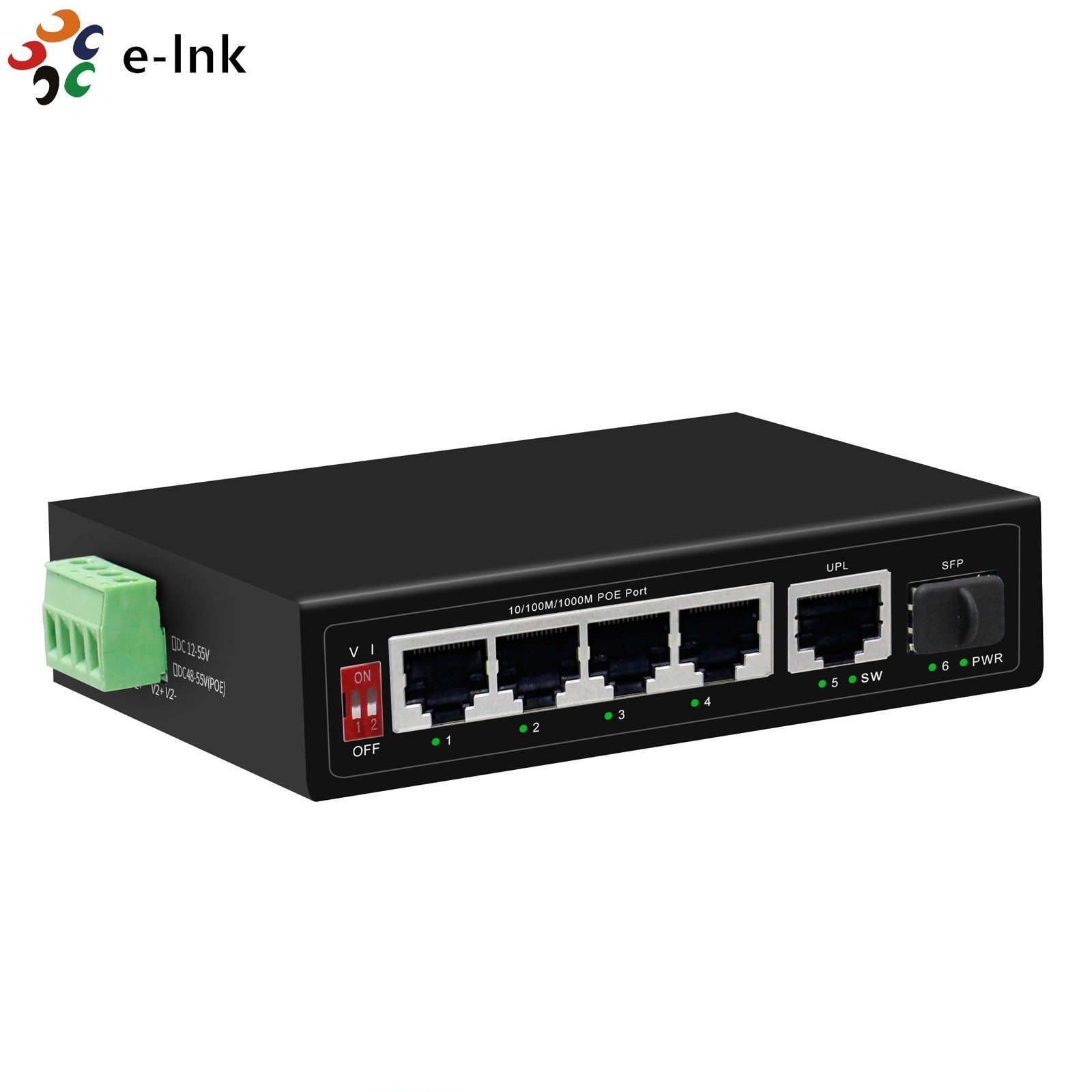 Industrial DC48V 4 Port PoE Switch SFP 250m Transmission Distance