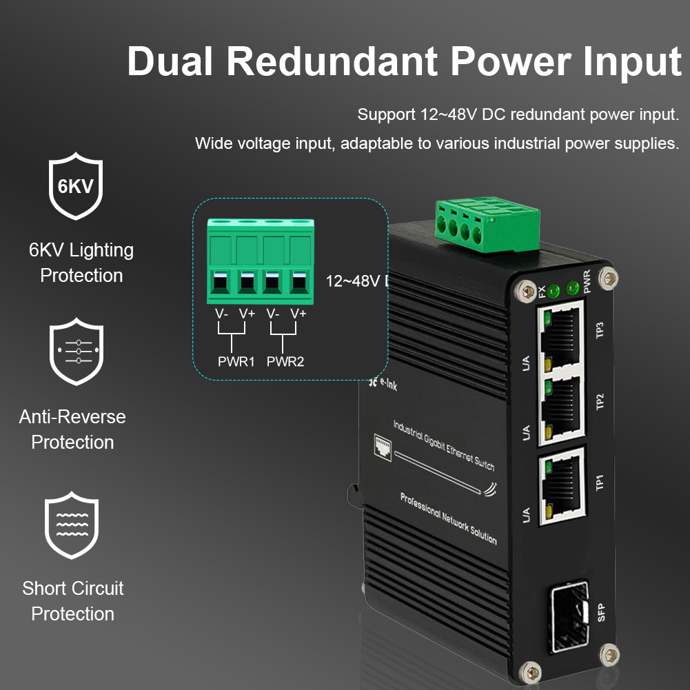 Mini Industrial Ethernet Switch 3 Port 10 100 1000t 1 Port 100 1000x Sfp