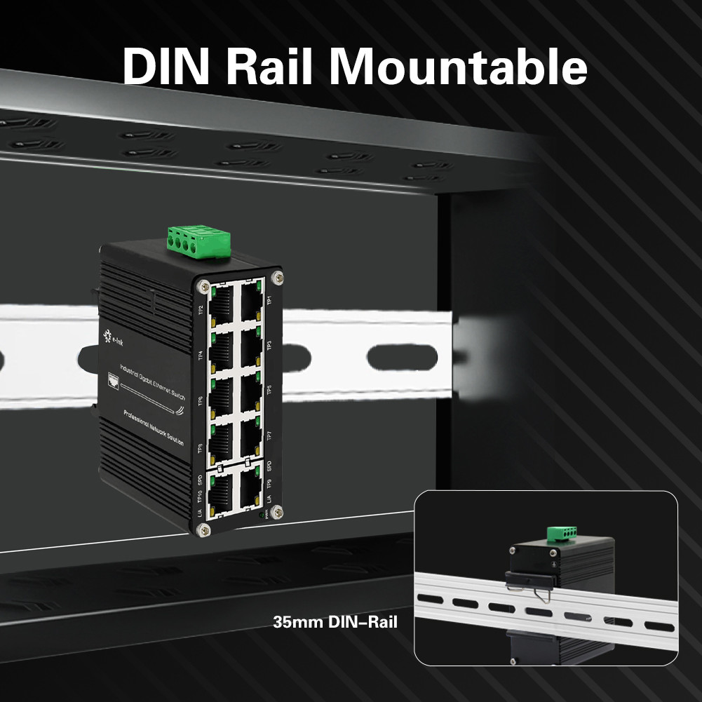 Mini 10 Port 10/100/1000T Gigabit Compact Industrial Ethernet Switch ...