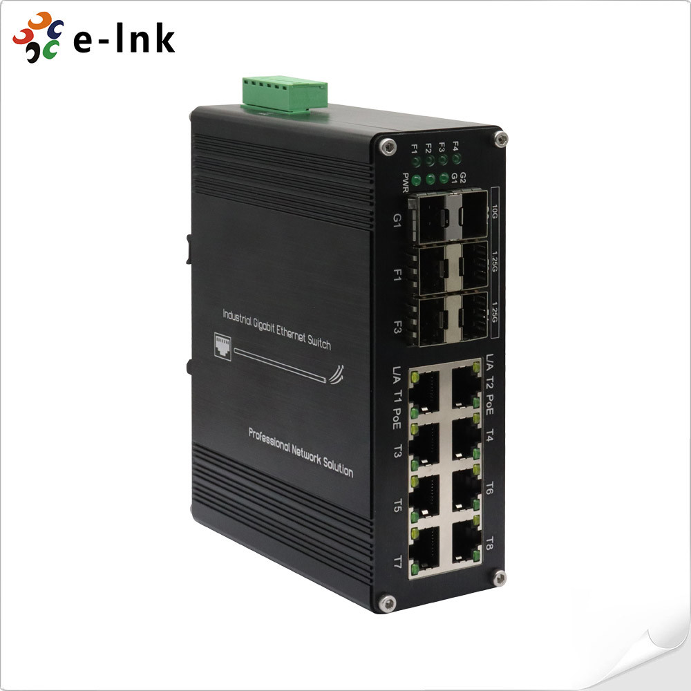 Industrial Ethernet Switch 8 Port 10/100/1000T+ 4 Port 1G SFP + 2 Port ...