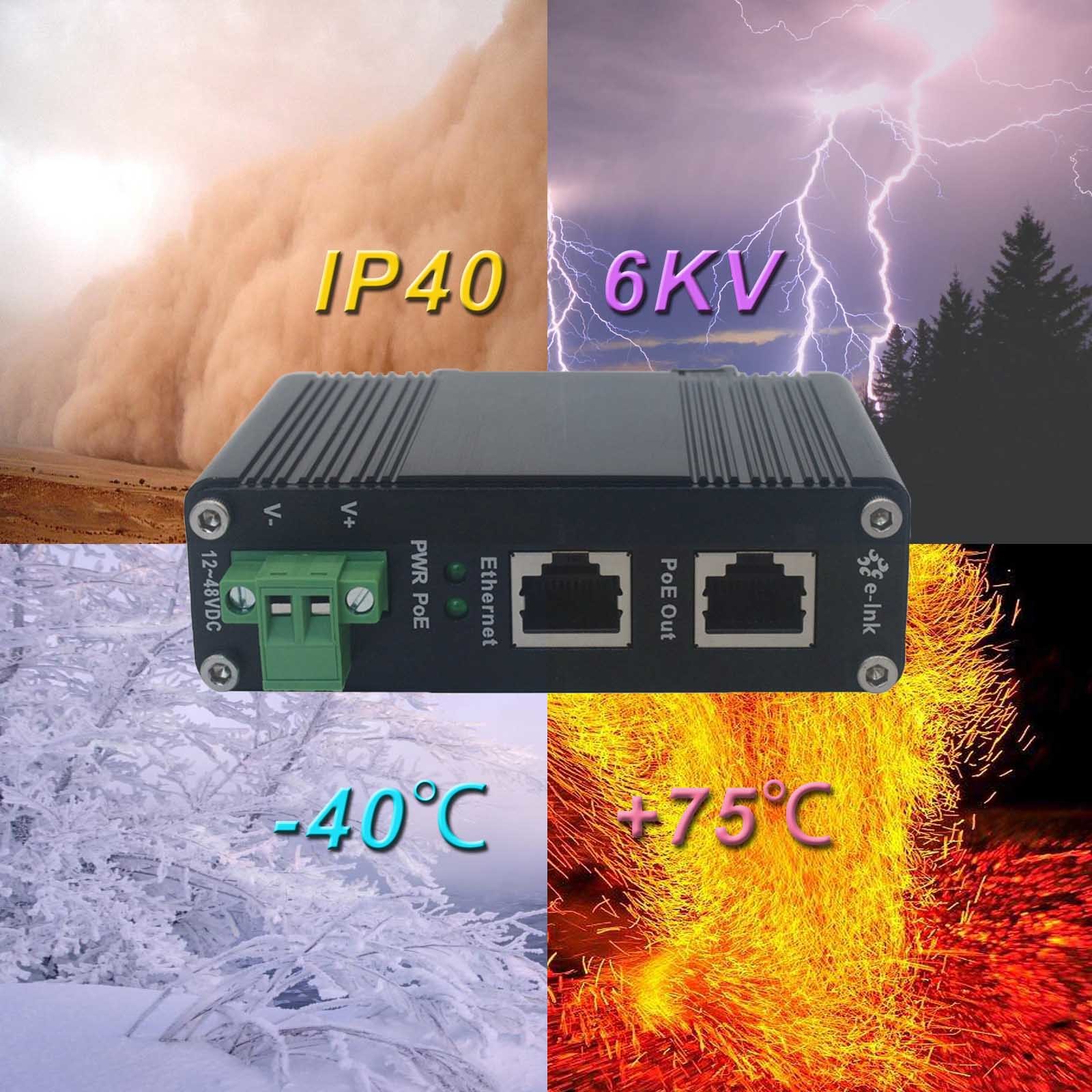 Din Rail Gigabit Active PoE Injector 48V 30W PoE To PoE+ Adapter