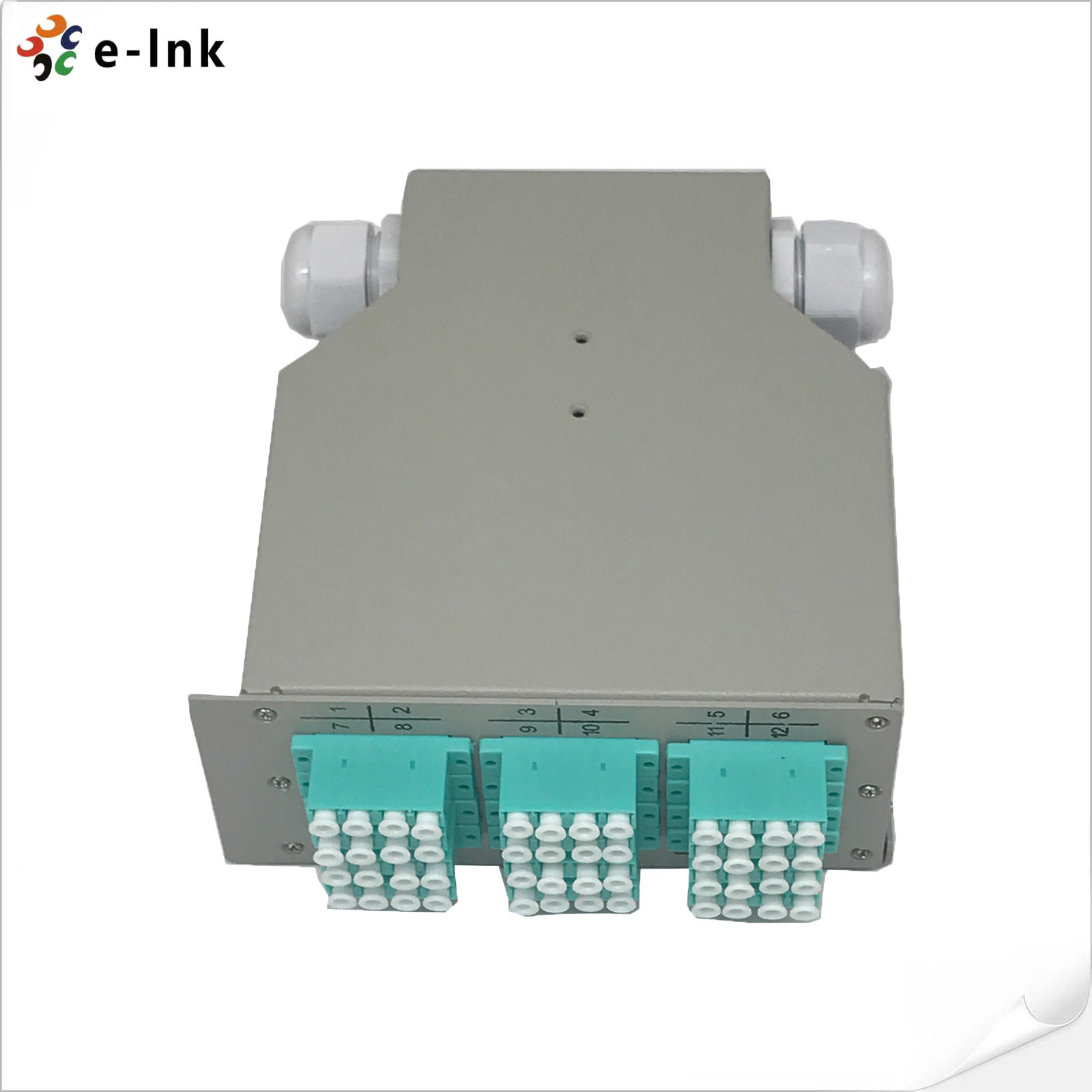 12 Port DIN Rail LC Fiber Patch Panel 2 Cable Entries Distribution