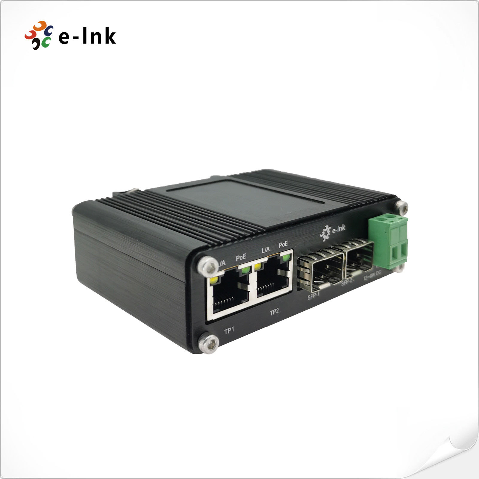 SFP 2 Ports Ruggedized Gigabit Industrial POE Switch 48 Volt -12 Volt