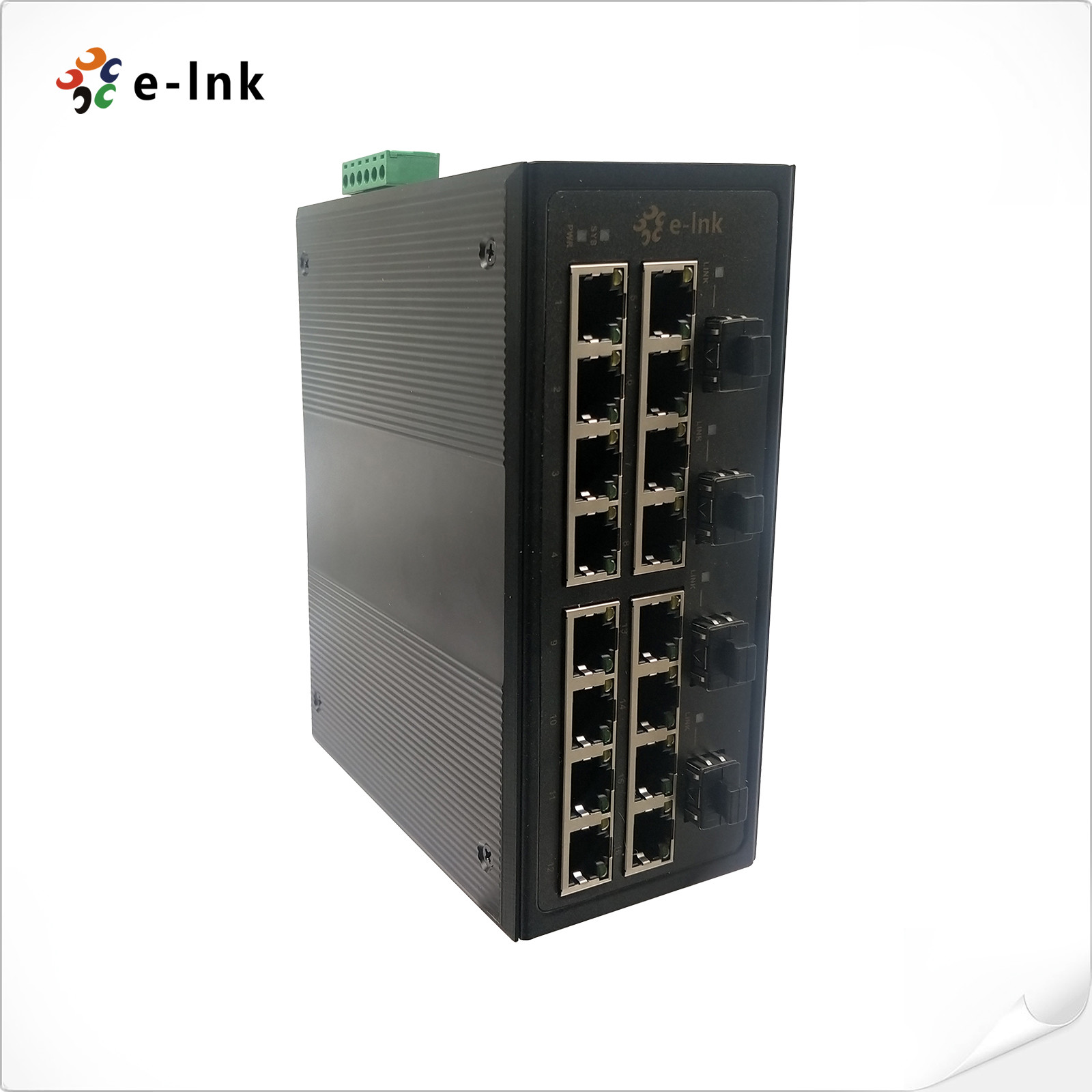 16 Port Industrial PoE Switch With Fiber Power Over Ethernet Injector ...